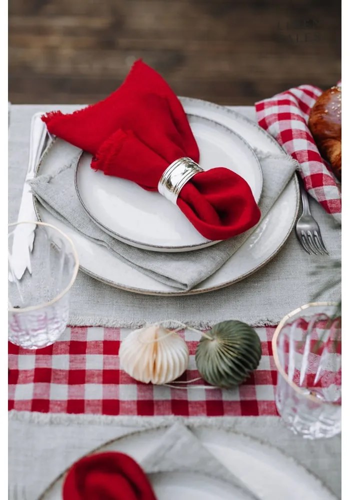 Lněný ubrus 140x350 cm Red Gingham – Linen Tales