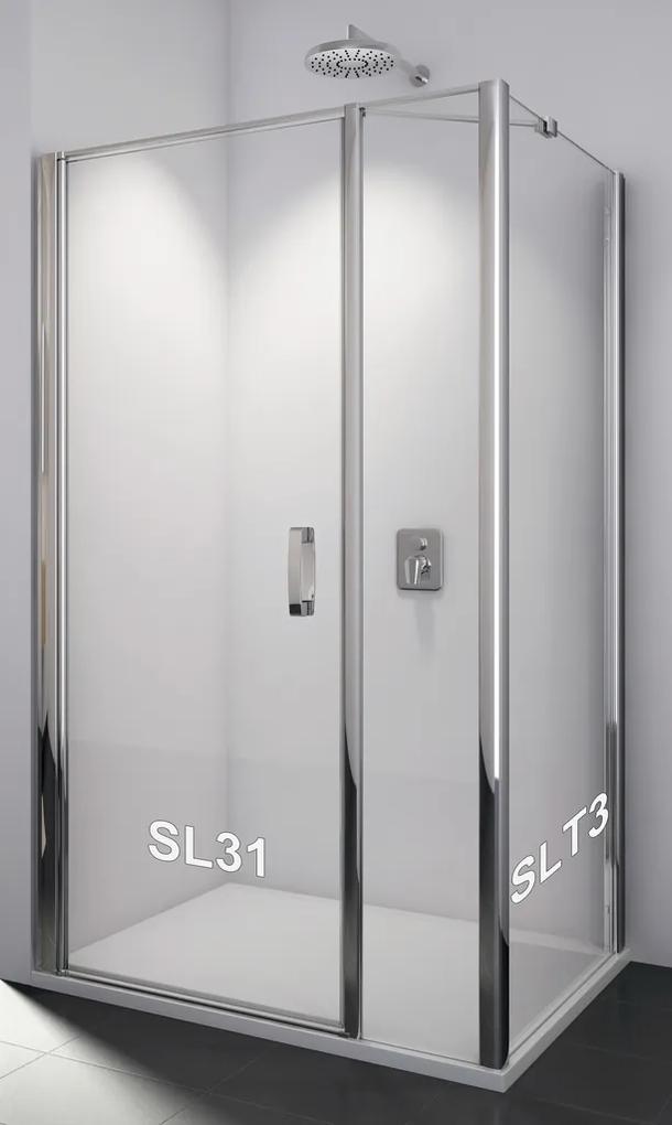 SanSwiss SL13 0900 50 07 Sprchové dveře jednokřídlé s pevnou stěnou 90 cm, aluchrom/sklo
