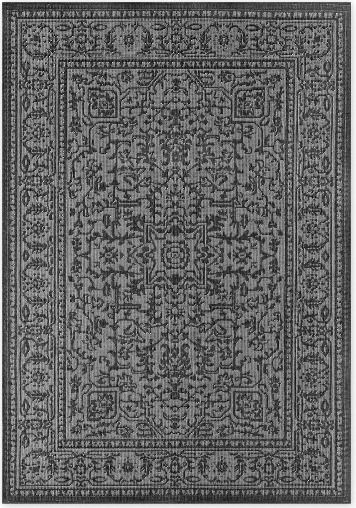 NORTHRUGS, Kusový koberec Duet Kona 106248 Black/White - na ven i na doma, 160x230, černobílá, chodba / předsíň