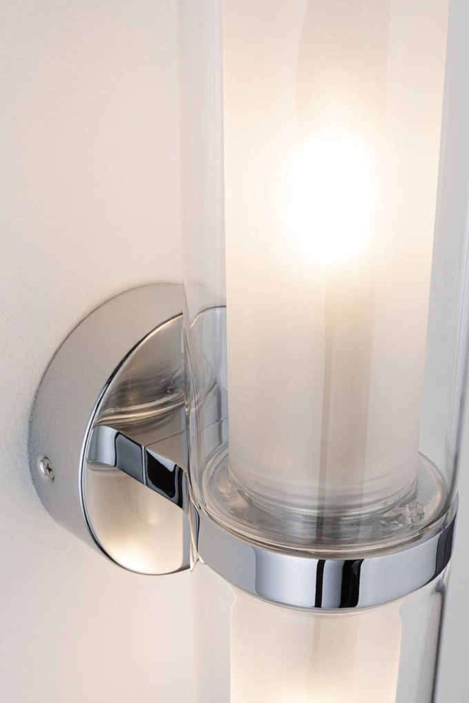 Paulmann 71077 Luena, koupelnové nástěnné svítidlo 2xE14 max.20W, sklo/chrom, výška 38cm, IP44