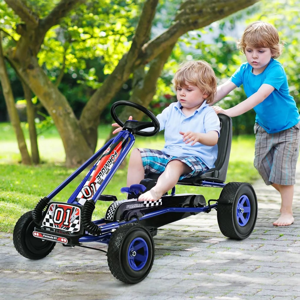 Costway Pedal Go-Kart Pedálové šlapací auto Dětské auto s pedálem Růžové, růžový