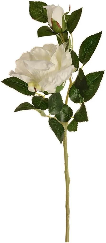 Umělá květina Čajová růže bílá, 47 cm
