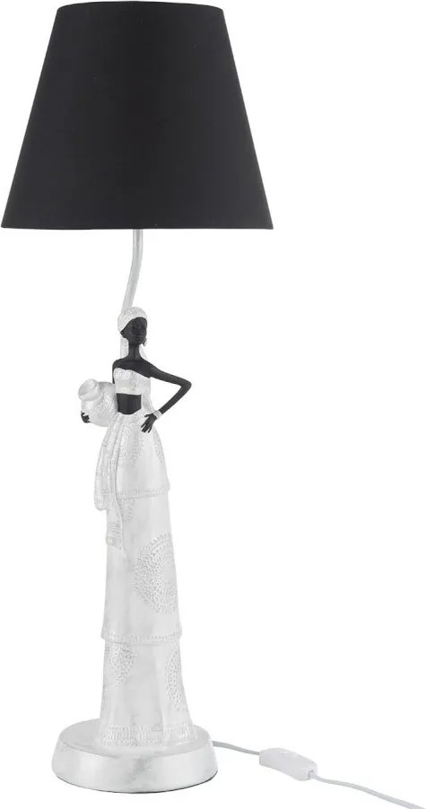 Stolní lampa s textilním stínidlem African Woman – Ø 25,5*71,5 cm