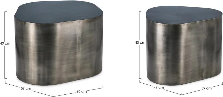 Antracitové kovové konferenční stolky v sadě 2 ks 59x60 cm Kalinda – Bizzotto