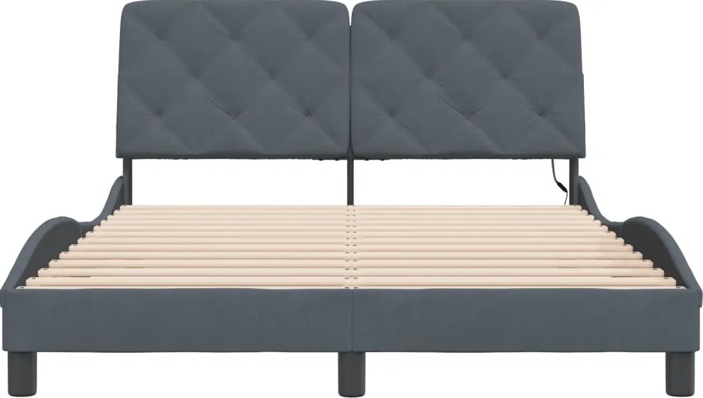 Rám postele s LED bez matrace tmavě šedý 140 x 190 cm samet 3213850