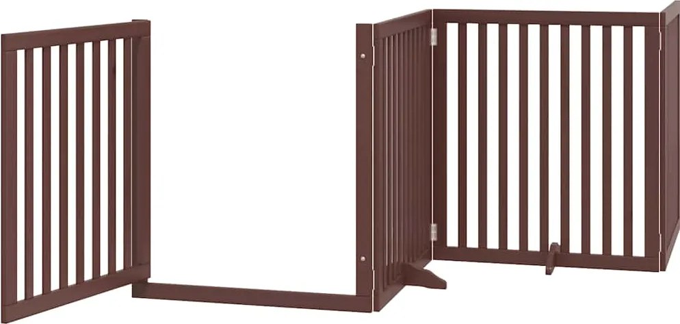 Zábrana pro psy s dvířky skládací 8 panelů hnědá 640 cm topol 3155694