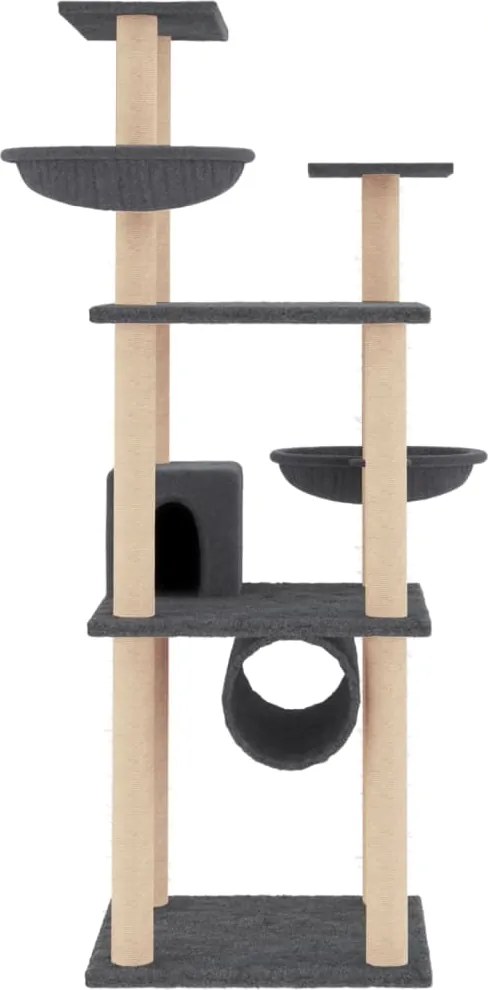Škrabadlo pro kočky se sisalovými sloupky tmavě šedé 141 cm 171749