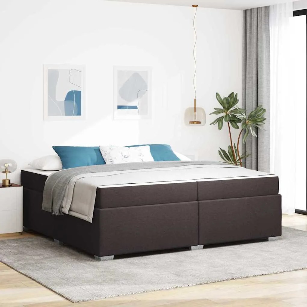 Rám postele s matrací Tmavě hnědá 200 x 200 cm textil 3399211