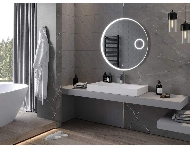 Mexen Ella, LED koupelnové zrcadlo s podsvícením a kosmetickým zrcátkem 90x90 cm, 6000K, ochrana proti zamlžování, 9811-090-090-611-00