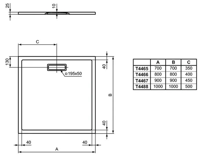 Ideal Standard UltraFlat New - Akrylátová sprchová vanička 1000 x 800 mm, Bílá T446801