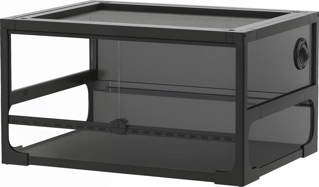 PawHut zvýšené skládací terárium pro plazy 60 × 45 × 32 cm (24 × 18 × 13 palců) — kalené sklo, zamykatelné víko, podávací dvířka, síťované větrání, 3…