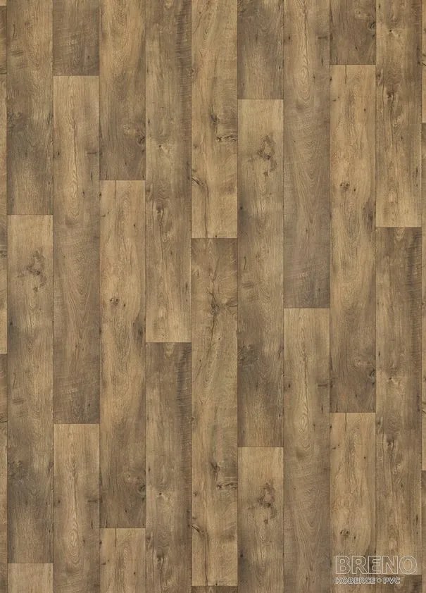 Breno PVC TOPTEX Valley Oak 639M – teplé hnědé dřevo, šíře 500 cm