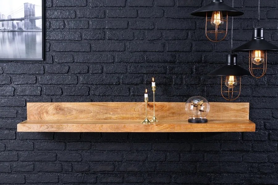 Designová nástěnná police Elegant 140 cm mango
