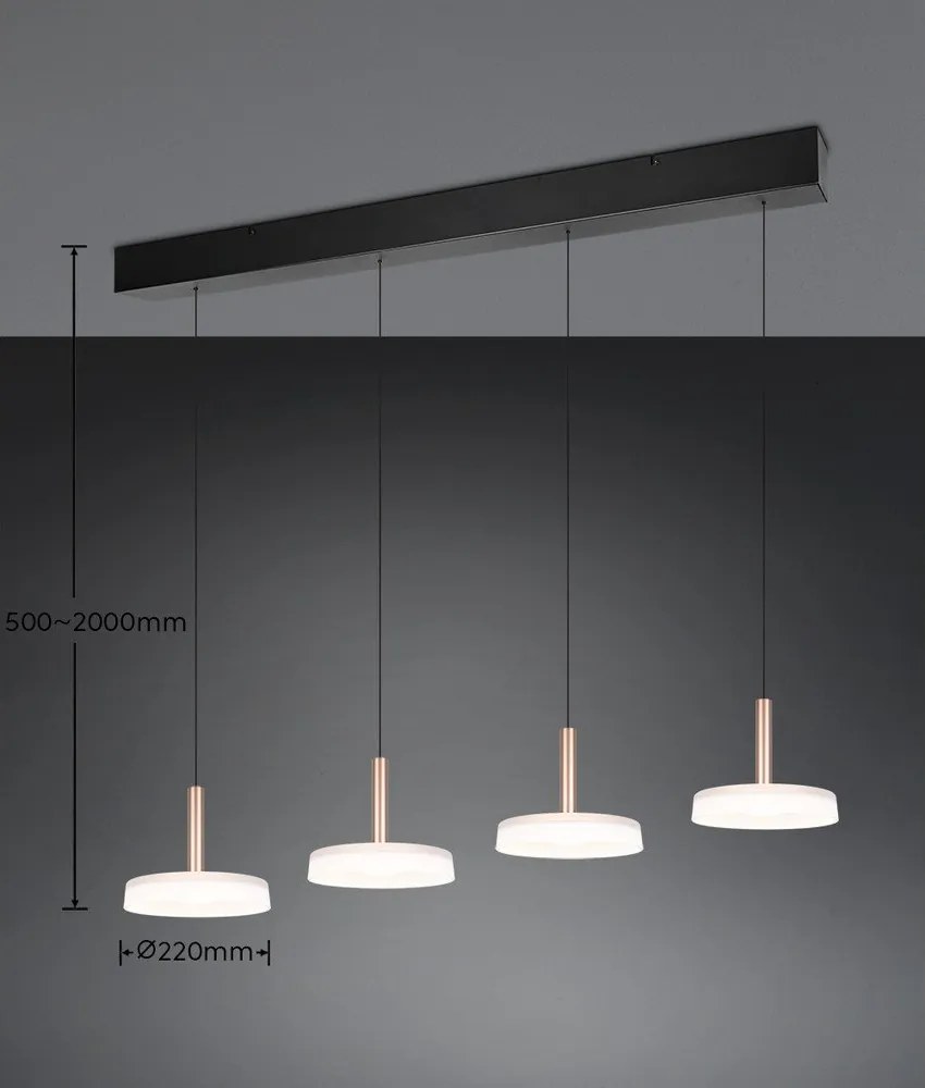 LED stmívatelné závěsné svítidlo v černobílo-zlaté barvě se skleněným stínidlem Celeste – Trio