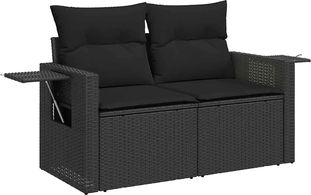 7dílná zahradní sedací souprava s poduškami černá polyratan 3219914