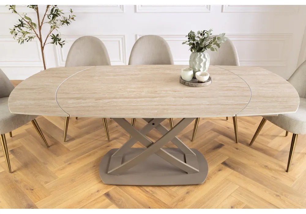 Massive home | Jídelní stůl INCEPTION GREIGE 130-190 CM travertin rozkládací