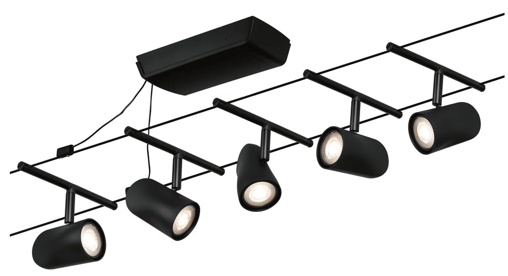 Paulmann 94469 CorDuo Cup Basic, černý lankový systém, 5x max 10W LED 12V, 500cm