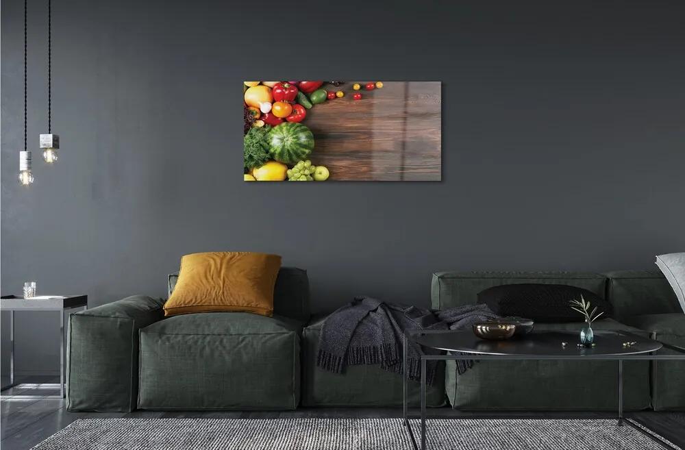 Obraz na skle Meloun rajčata kopr 125x50 cm