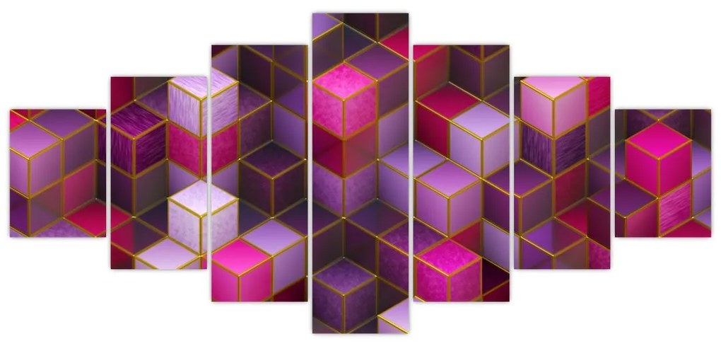 Obraz fialových kostek (210x100 cm)