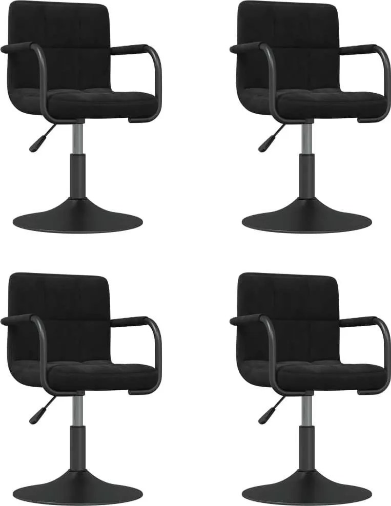vidaXL Otočné jídelní židle 4 ks samet [3087916] Barva: Černá