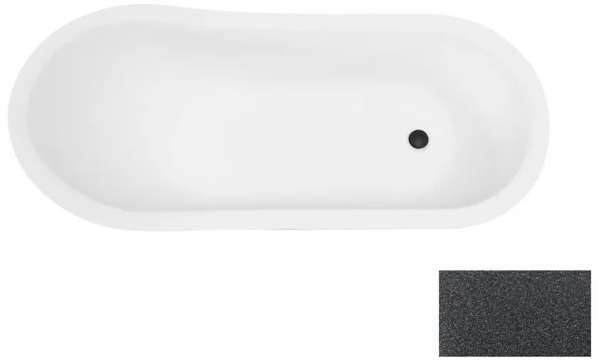 BESCO Volně stojící vana OTYLIA Glam - grafitová Barva - GLAM 03 - grafitová, Nožičky k vaně - Bílé, Rozměr vany - 160 × 77 cm VANMER160WG3