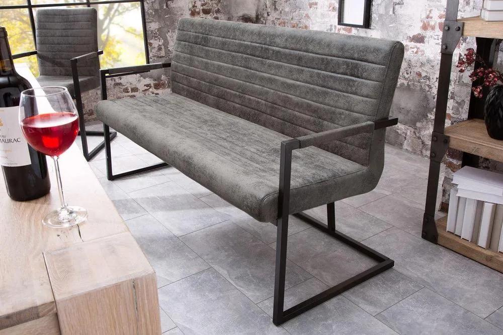 Dizajnová lavice Maximiliano vintage šedá