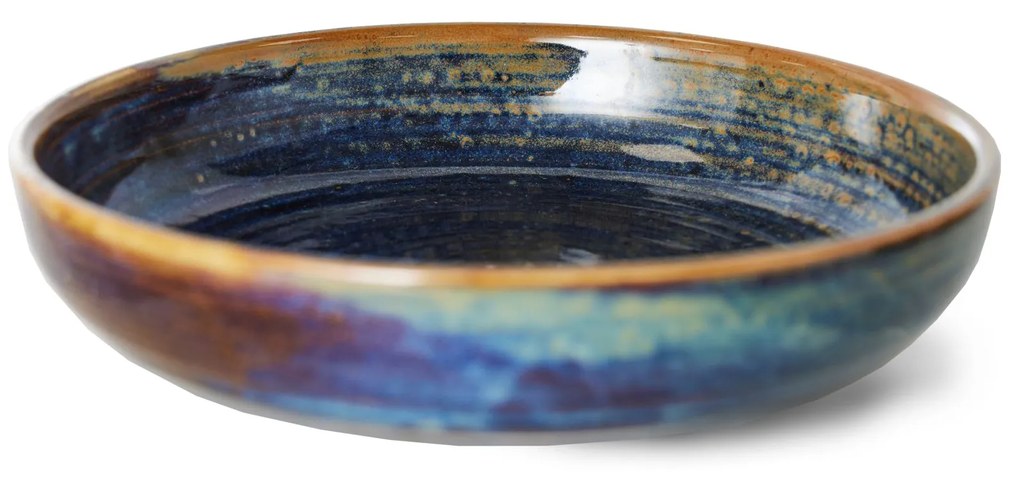 HK living Hluboký keramický talíř Rustic Blue 19 cm, modrá barva, keramika
