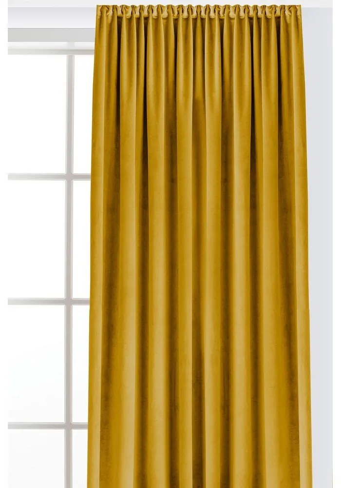 Sametový dimout závěs v hořčicové barvě 140x300 cm Velto – Filumi