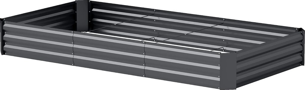 Outsunny Zahradní Truhlík, Obdélníkový Vyvýšený Záhon s Bezpečnostním Okrajem a Otevřeným Dnem, pro Květiny a Bylinky, 240 x 120 x 30 cm, Tmavě Šedý |