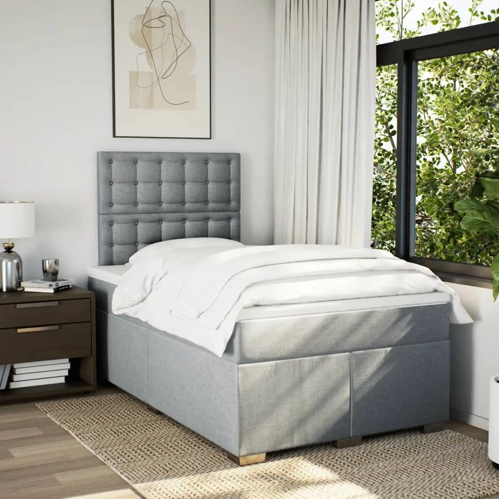 Box spring postel s matrací světle šedá 120 x 200 cm textil 3292769
