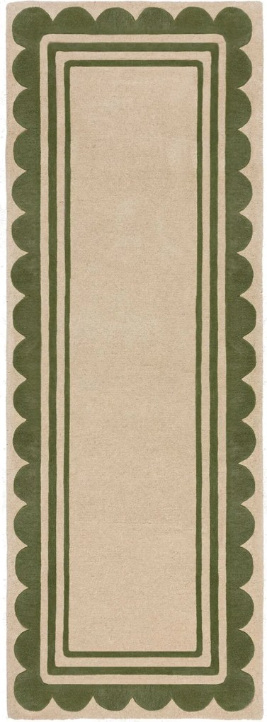 Flair Rugs, Ručně všívaný běhoun Lois Scallop Green, 80x230, zelená, chodba / předsíň