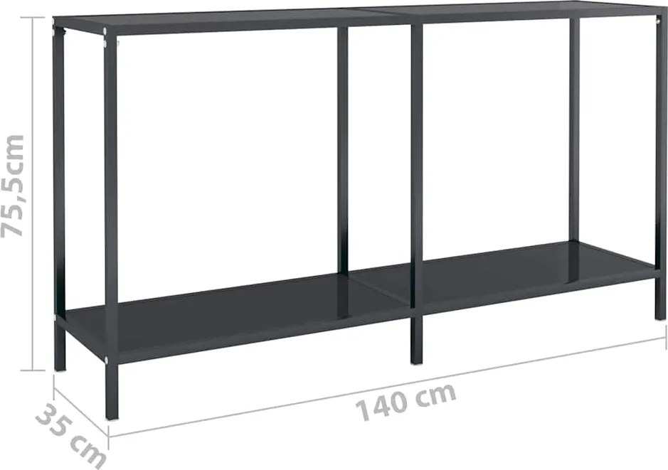 Konzolový stolek černý 140 x 35 x 75,5 cm tvrzené sklo 331695