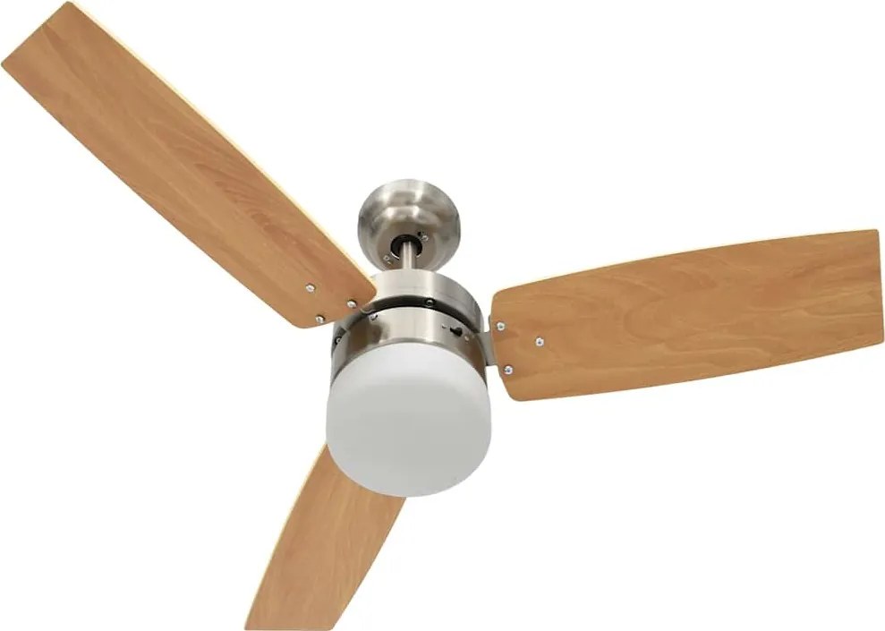 vidaXL Stropní ventilátor světlo a dálkový ovladač 108 cm světle hnědý [51491] Barva: tmavě hnědá