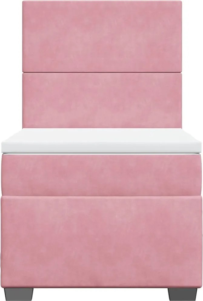 Box spring postel s matrací růžová 80 x 200 cm samet 3293061