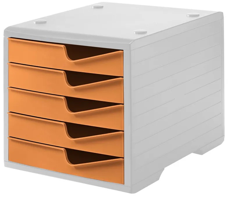 Třídící box, 5 zásuvek, šedá/oranžová