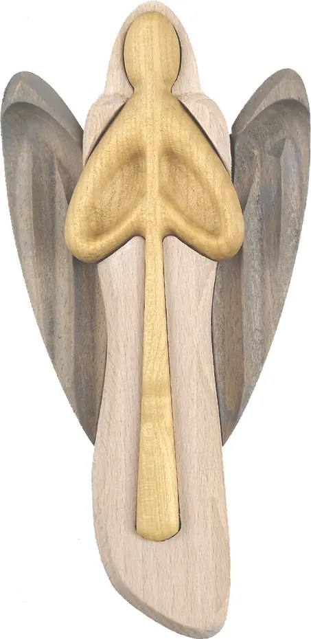 AMADEA Dřevěný anděl s flétnou, barevný, masivní dřevo, 22x12x2 cm