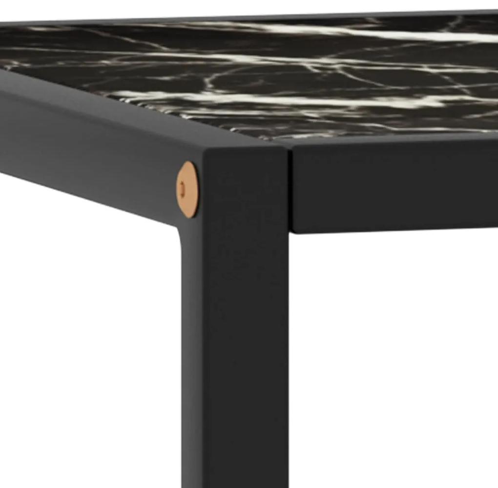 Konferenční stolek černý s černým mramorovým sklem 40x40x50 cm - Default Title