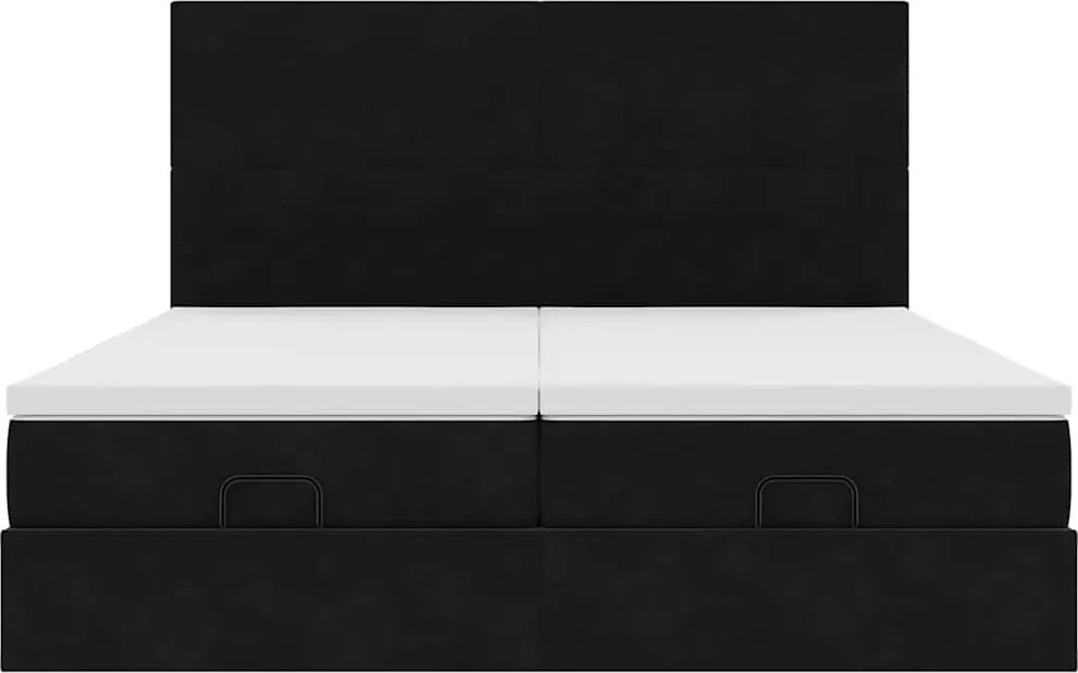 Osmanský rám postele s matracíes černá 180x200cm samet 3313756