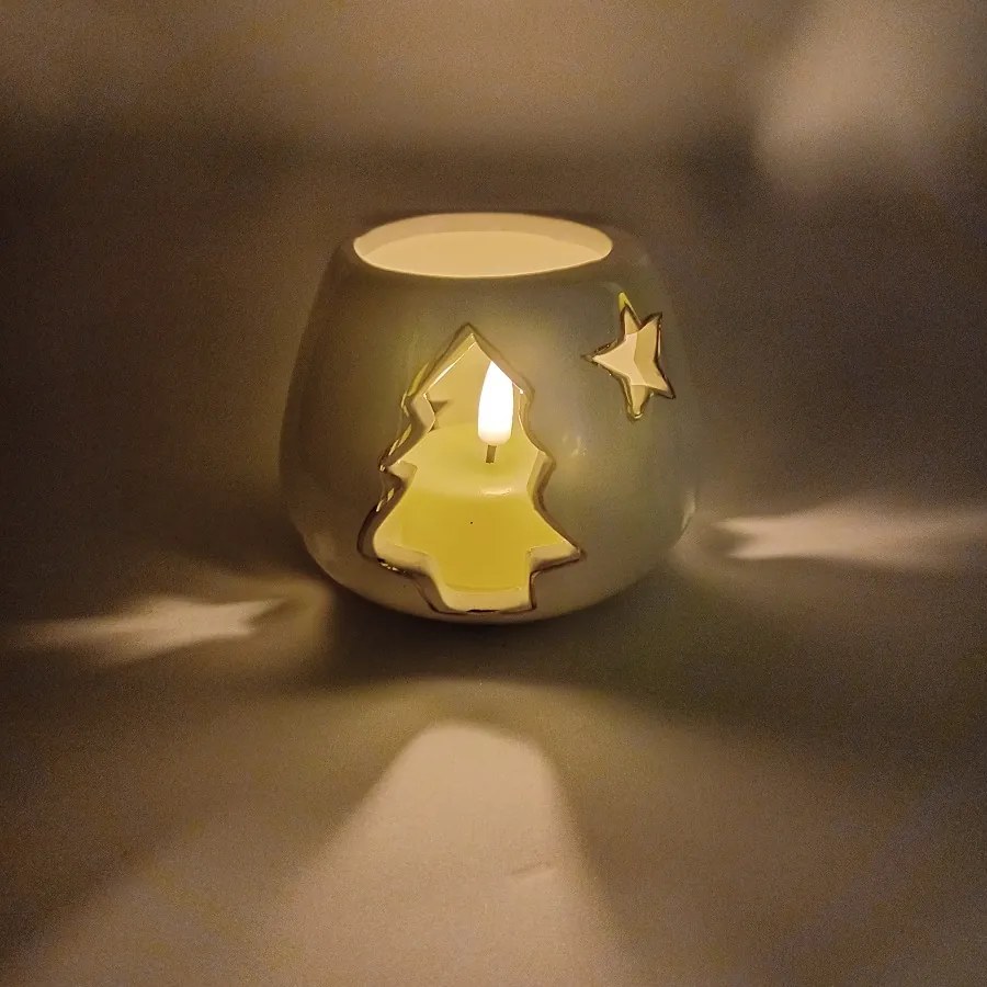 Svícen na čajové svíčky 9,4 × 9,4 × 7,7 cm, bílá, keramický