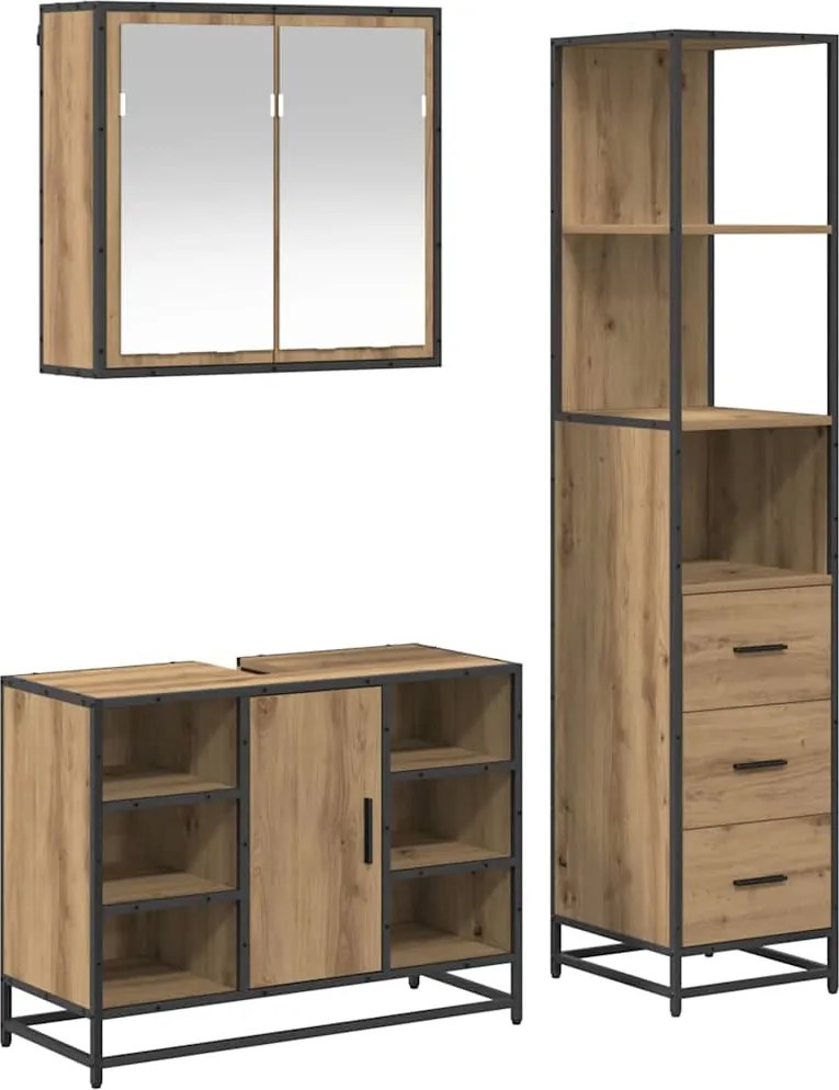 Sada koupelnového nábytku 3 ks Artisanový dub 80 x 33 x 60 cm 3402421
