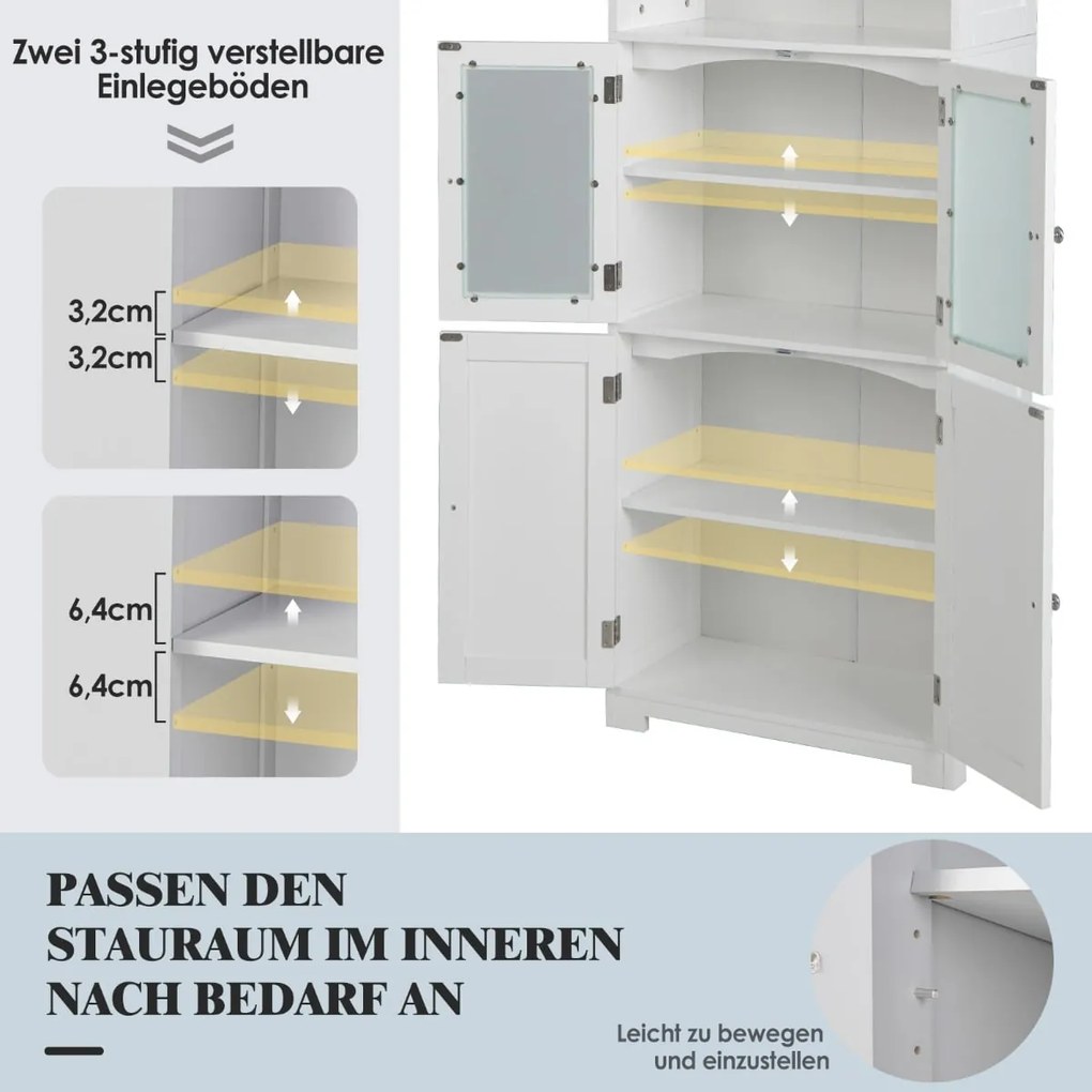 Costway 163 cm vysoká koupelnová skříňka volně stojící úložná – 60 × 30 × 163 cm