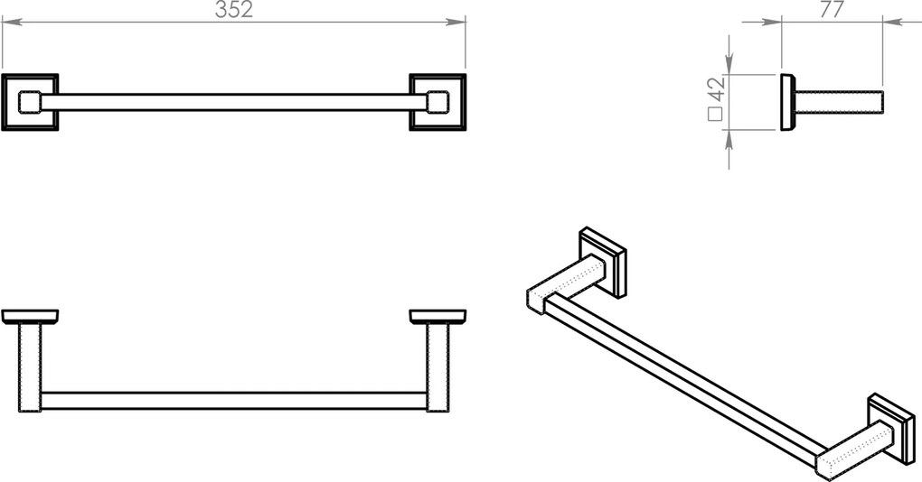 Gedy, COLORADO držák ručníků 350x80mm, chrom, 692135