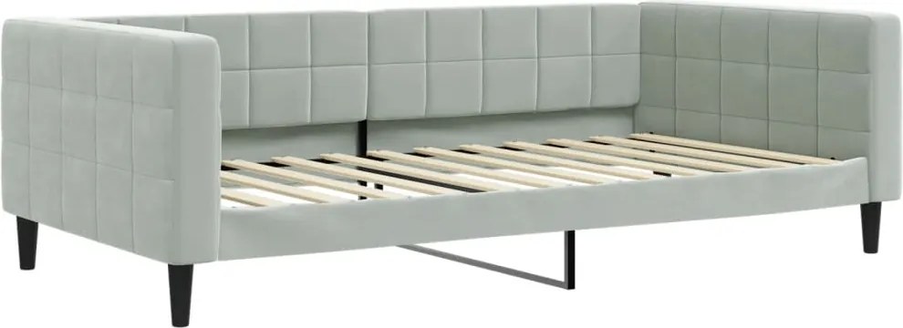 Válenda s matrací světle šedá 100 x 200 cm samet 3196674