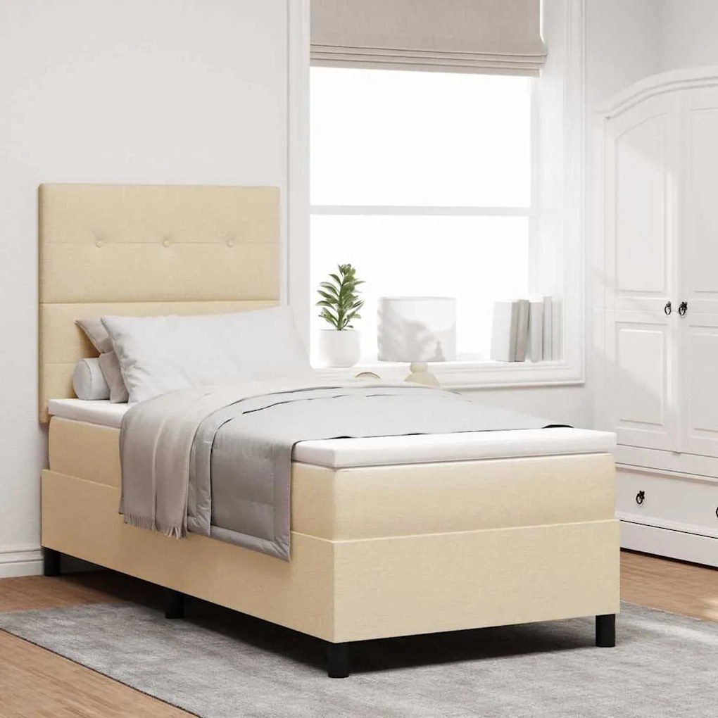 Postel s boxspringem s matrací Krémová 90 x 190 cm textil 3339355