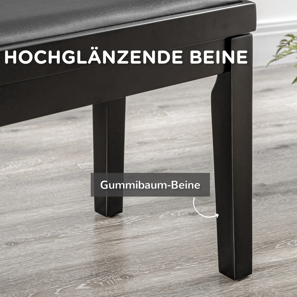 HOMCOM Klavírní stolička Výškově nastavitelná klavírní lavice s koženým polštářem, imitace kůže, gumovník, černá, 63 x 33 x 45-56 cm, ideální pro kla…