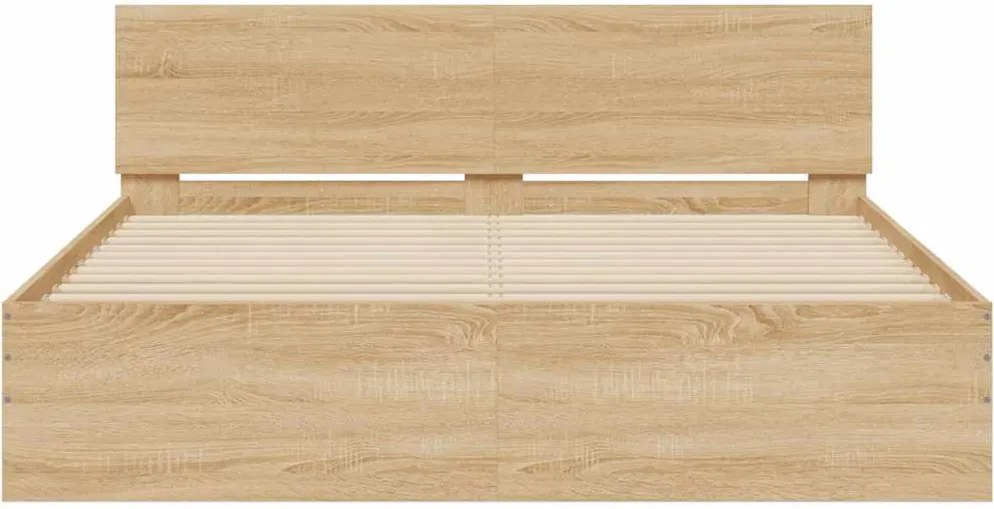 Rám postele s čelem a LED osvětlením dub sonoma 150 x 200 cm 3207604
