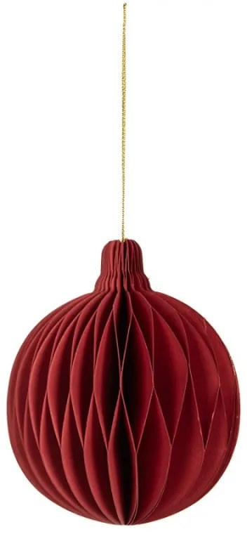 Červená vánoční ozdoba z papíru koule Harmonic I – 10 cm