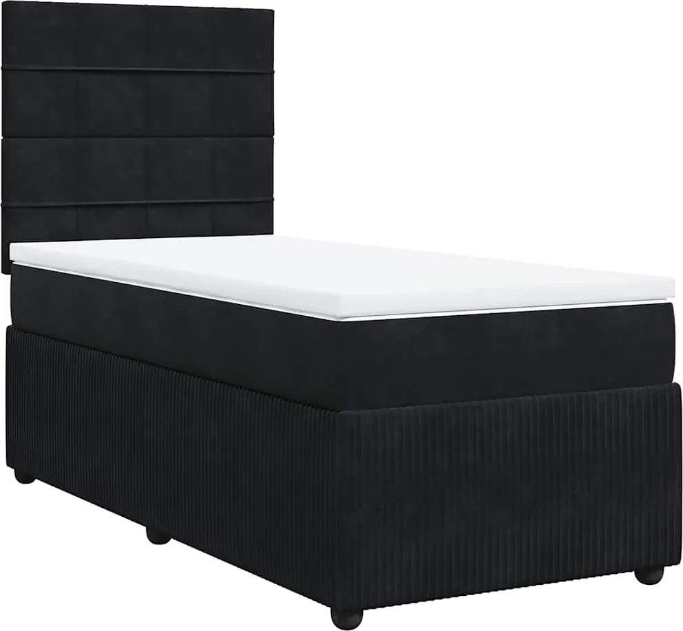 Box spring postel s matrací černá 90x190 cm samet 3294516