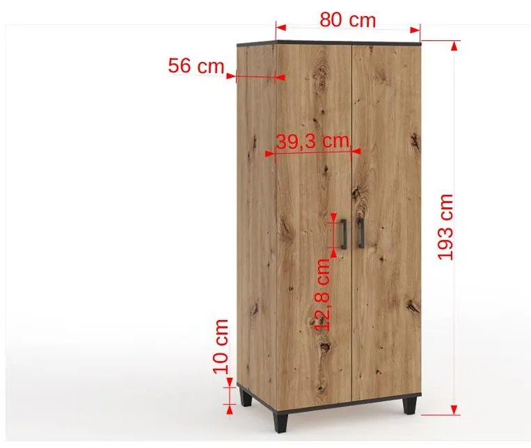 ADRK Šatní skříň 2-dveřová POLA 12 ART 80, dub artisan