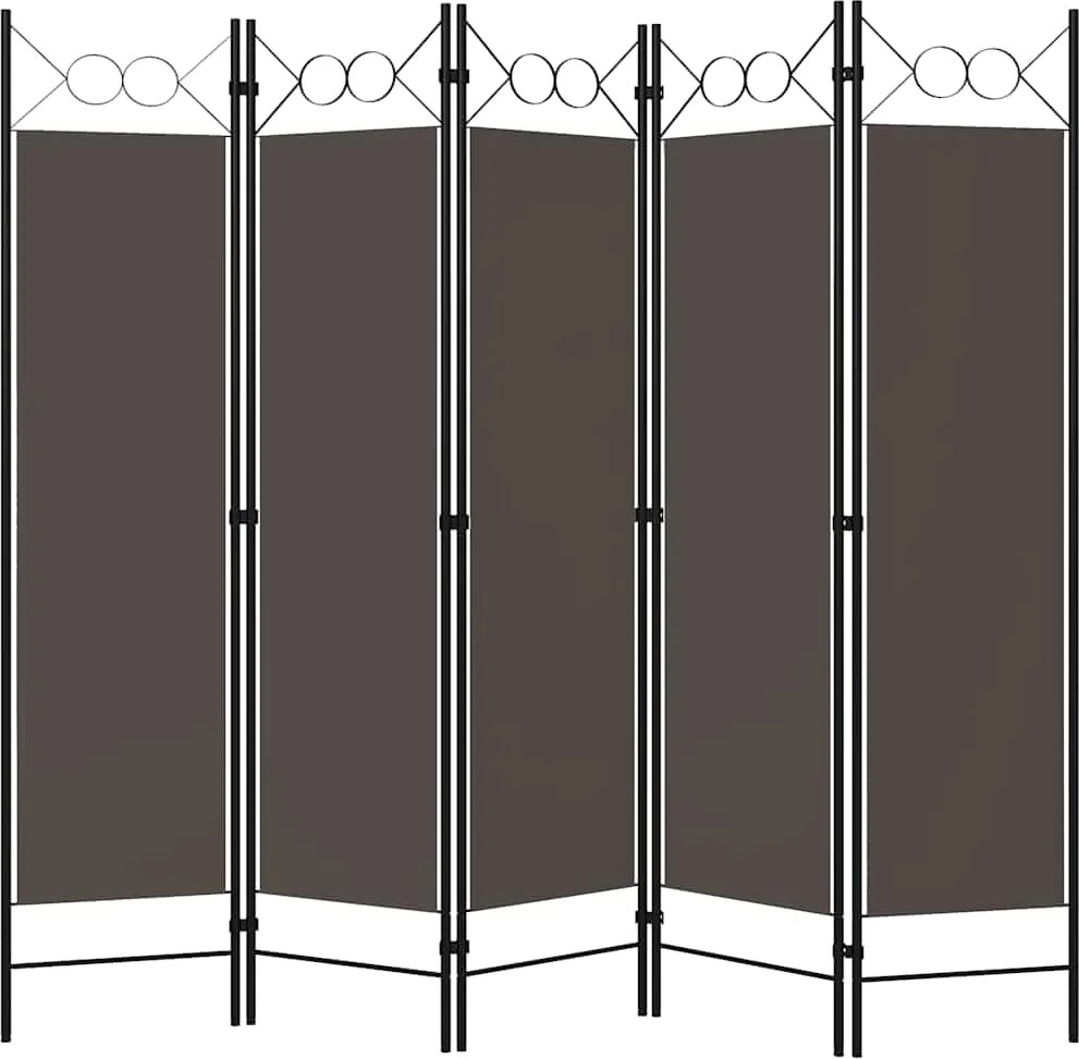 5dílný skládací paraván antracitový 200 x 180 cm 320709
